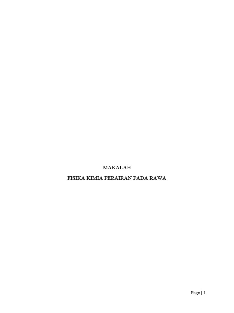 Makalah Fisika Kimia Perairan Pada Rawa | PDF