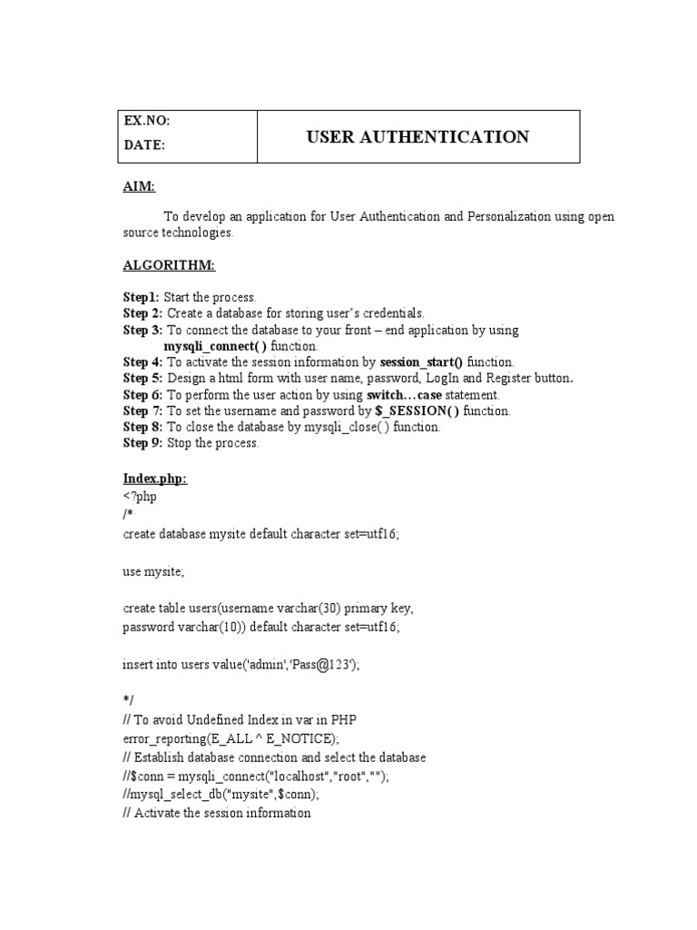 Open Source Technologies - PHP Lab | PDF | Login | User (Computing)