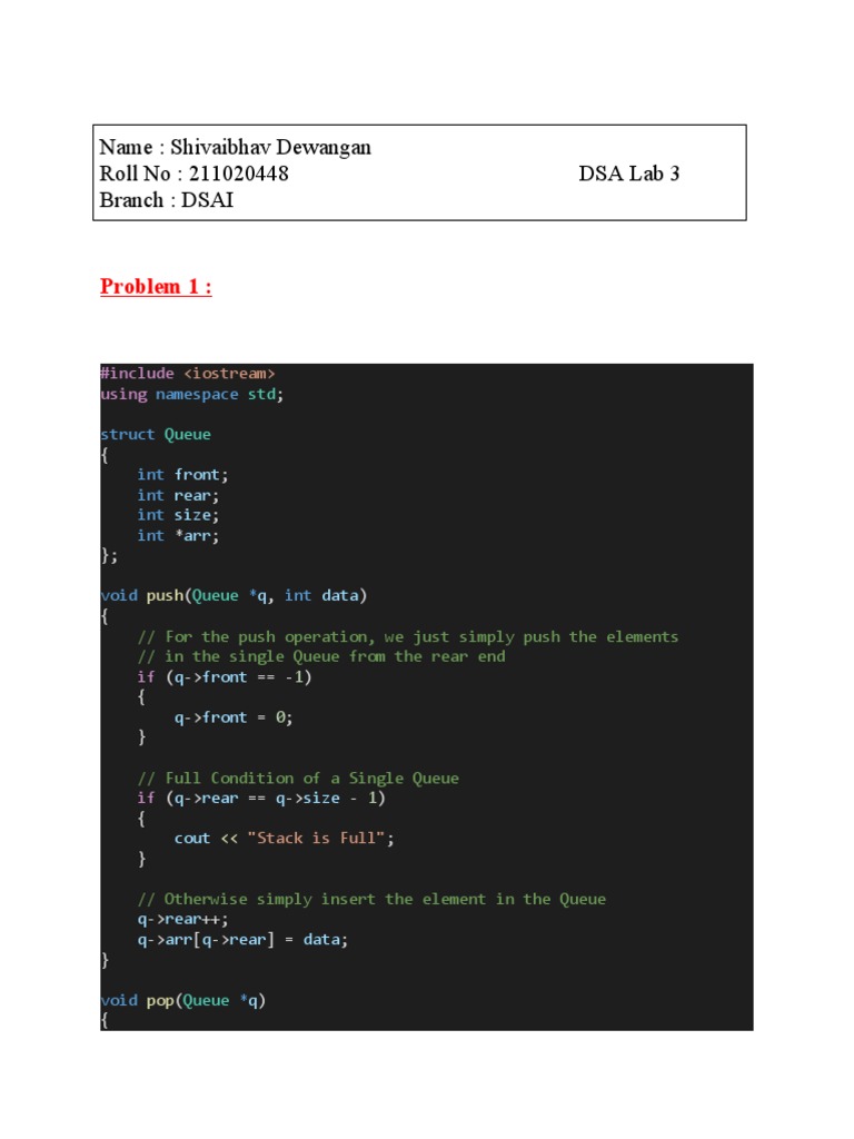Lab3 | PDF | Queue (Abstract Data Type) | Namespace