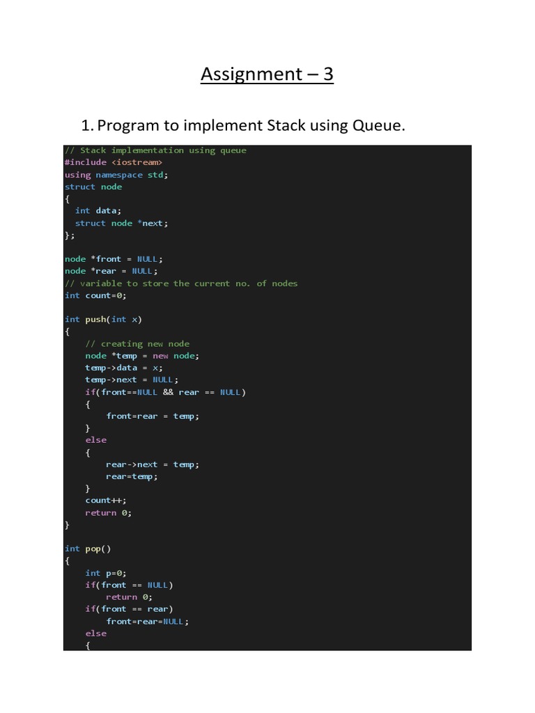 Dsa Assign3 Pdf Queue Abstract Data Type Software Engineering 