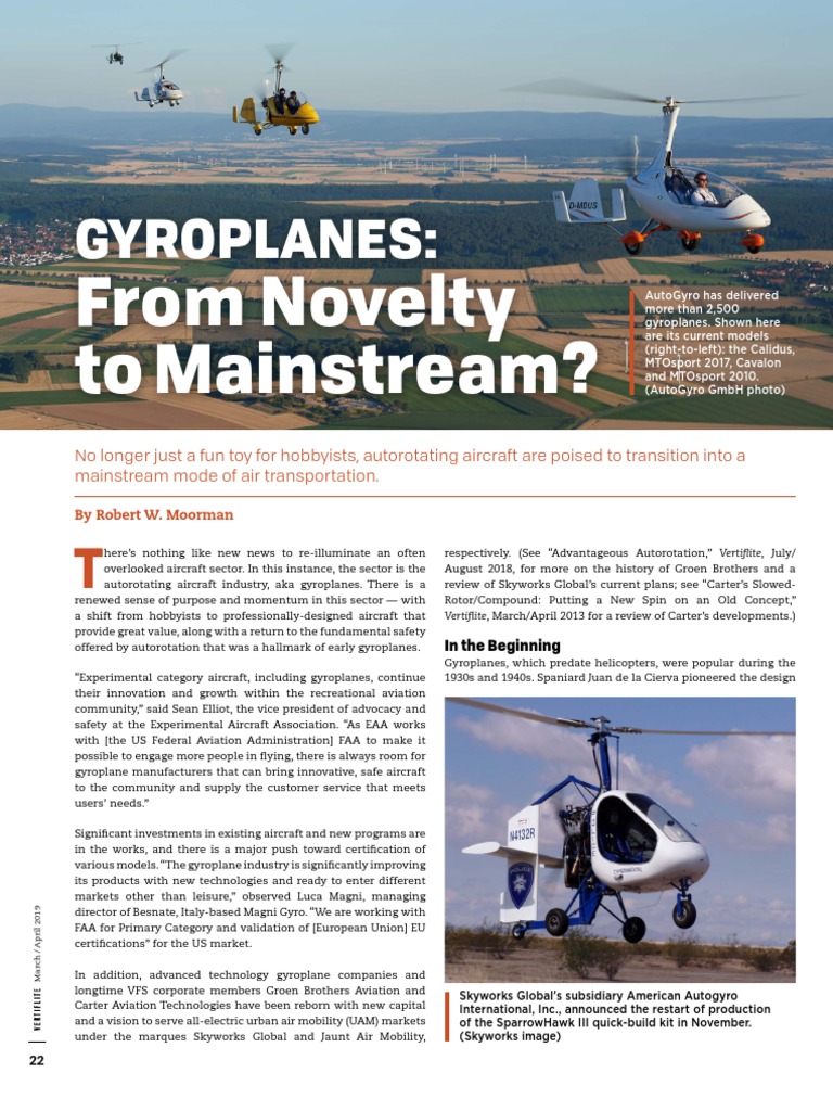 Gyroplanes From Novelty To Mainstream Vertiflite March April 2019 | PDF ...