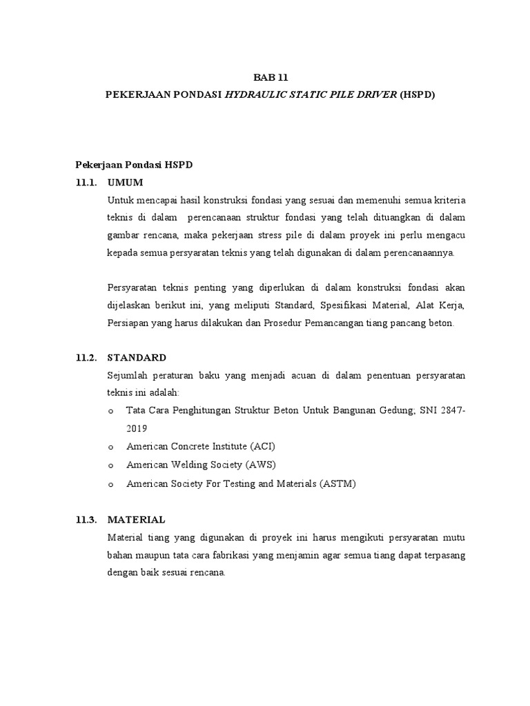 Spesifikasi dan Prosedur HSPD Pile Driver | PDF