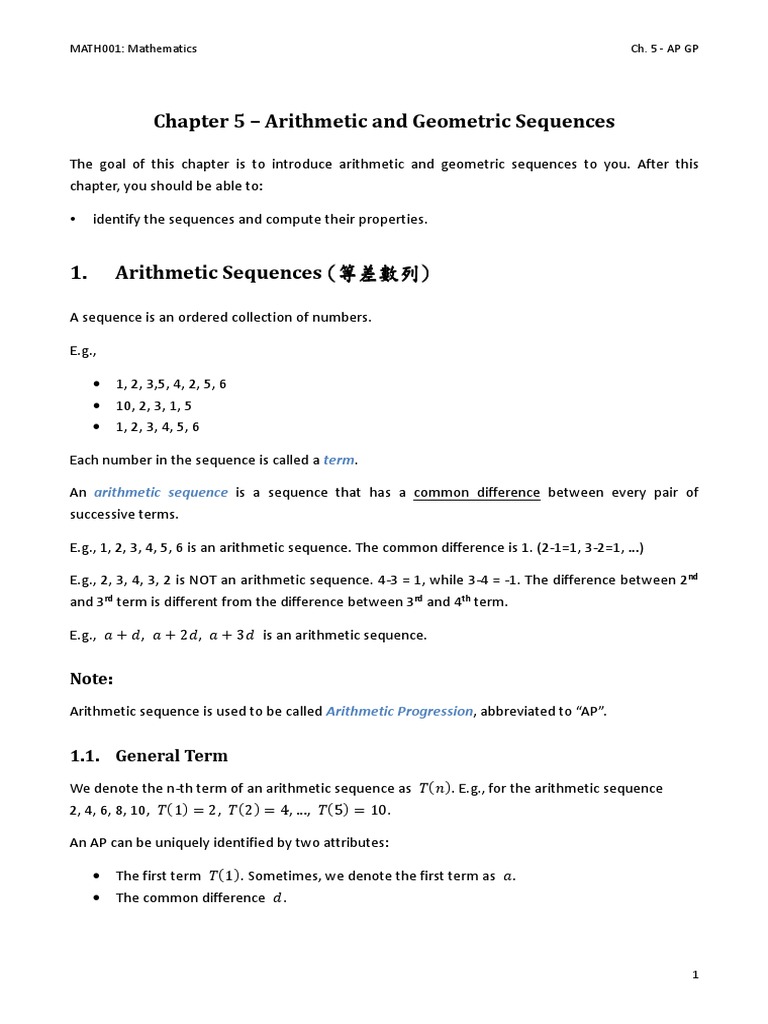 Arithmetic and Geometric Sequences Guide | PDF | Numbers | Mathematical Structures