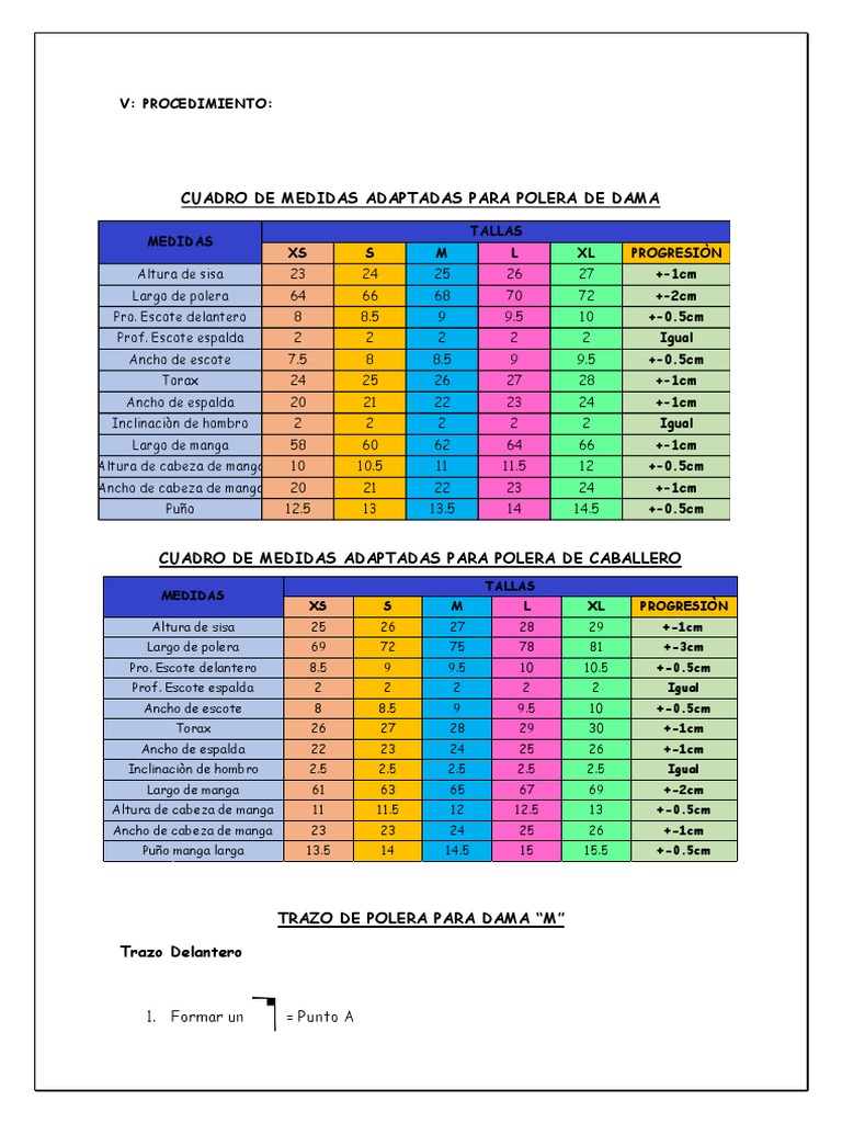 Cuadro de Medidas Adaptadas de Polera de Caballero y de Dama | PDF | Ajedrez