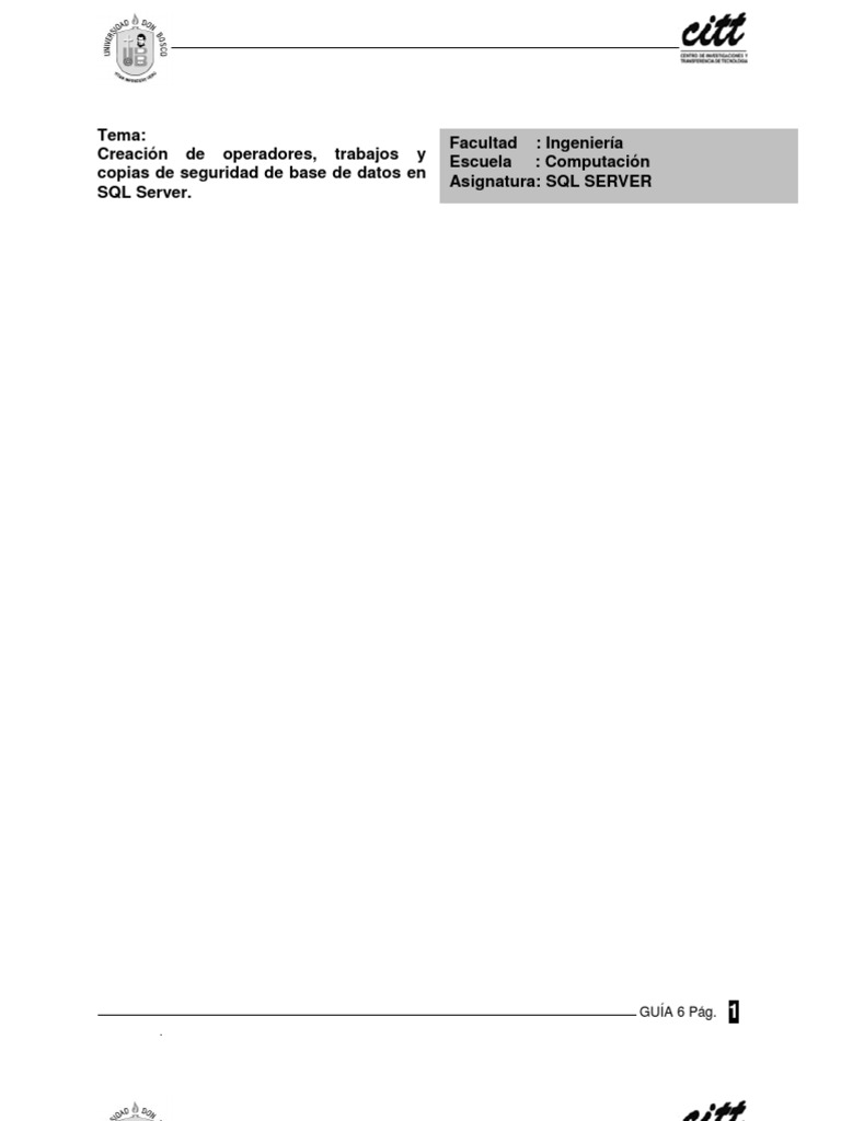 Guia 6 SQL Server | PDF | Servidor SQL de Microsoft | Tabla (base de datos)