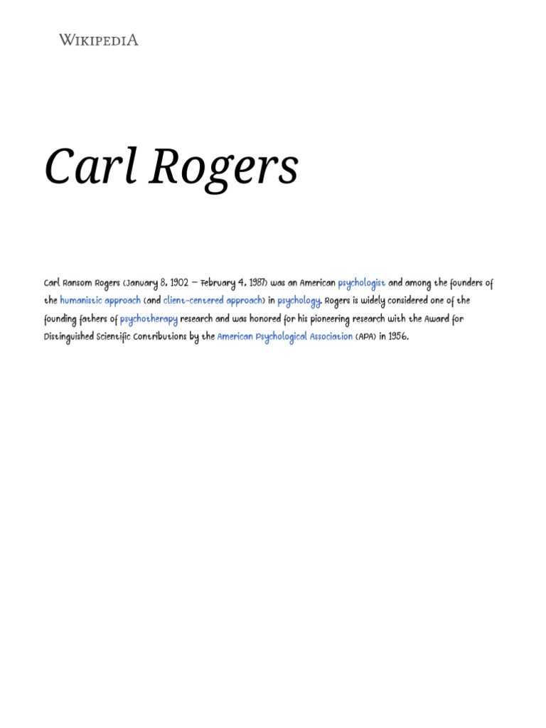 Carl Rogers | PDF | Psychotherapy | Psychology