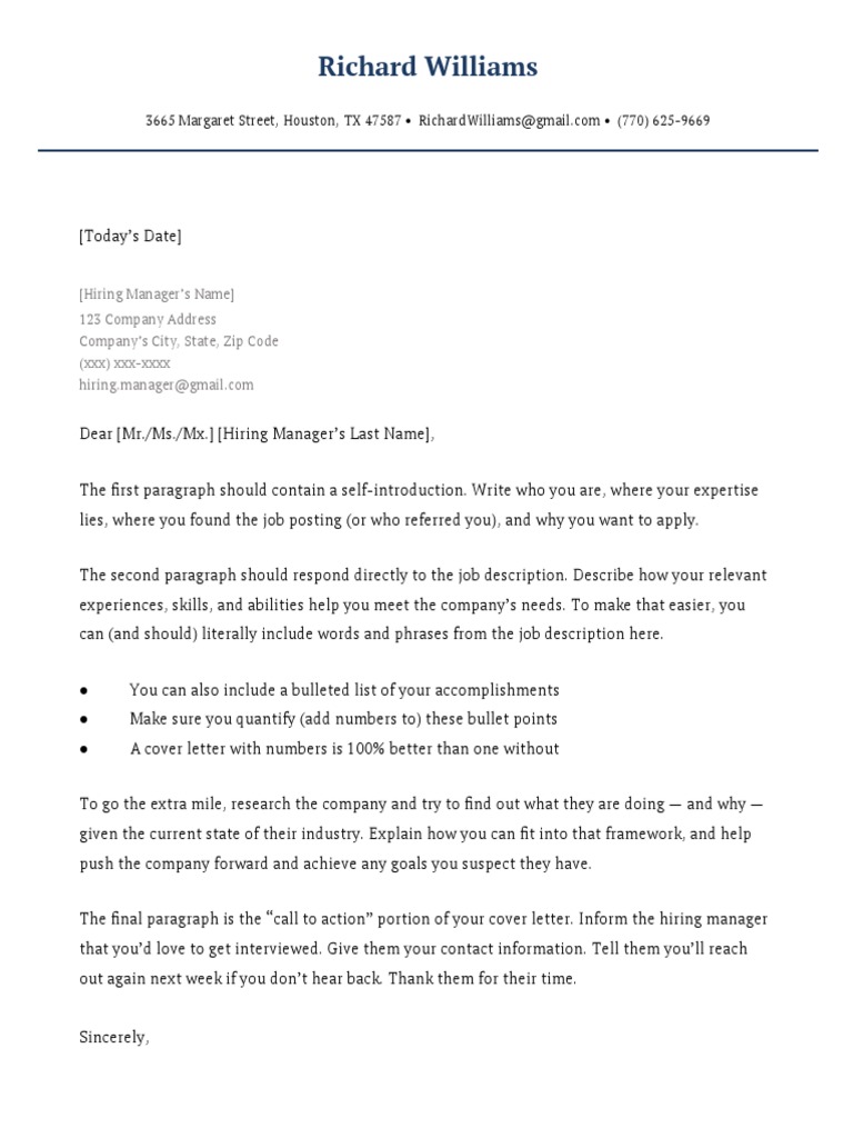 Easy-Basic-&-Simple-Cover-Letter-Template-Dark-Blue | PDF | Résumé ...