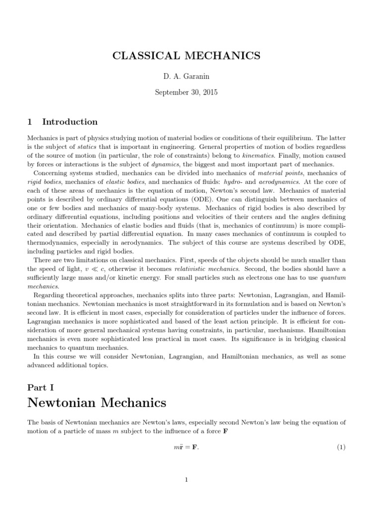 Newtonian Mechanics | PDF | Mechanics | Classical Mechanics