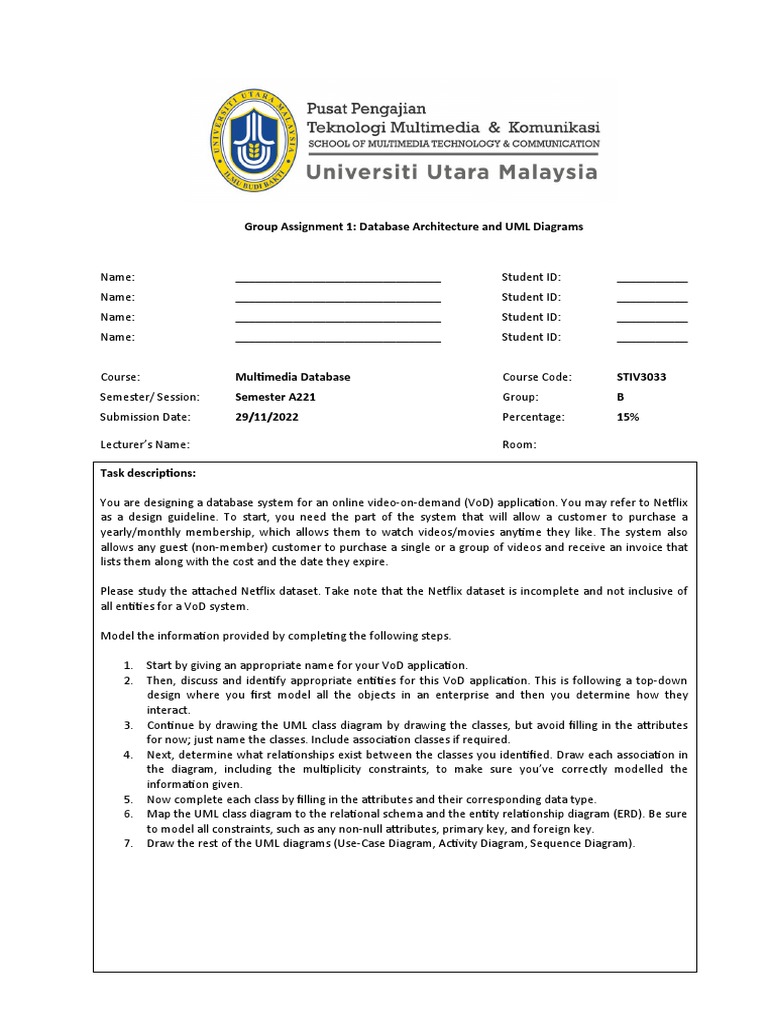 A221 - STIV3033 - Group Assignment 1 MMDB Architecture and UML - GroupB - VoD | Download Free ...