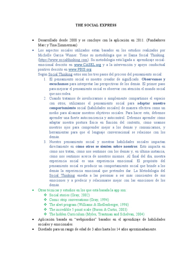 THE SOCIAL EXPRESS II App | PDF | Las emociones | Pensamiento