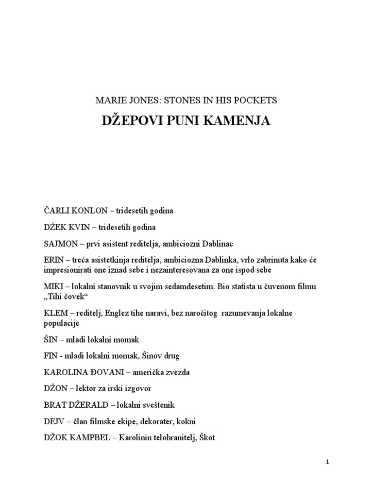 Dzepovi Puni Kamenja Text | PDF