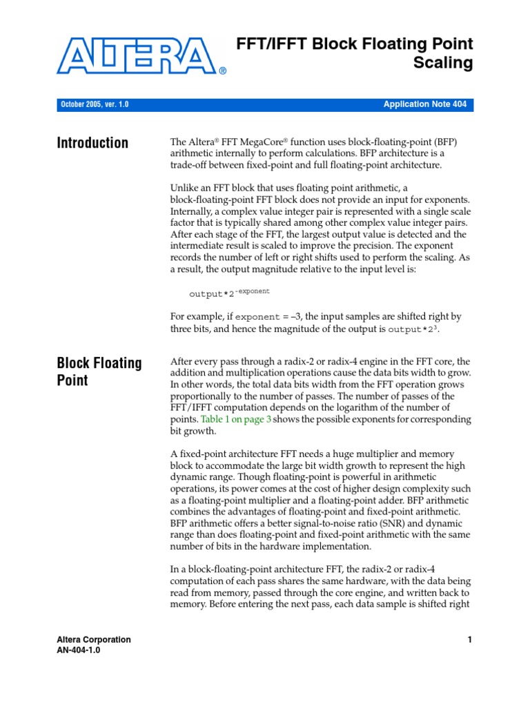FFT Ifft Block Floating Point | PDF | Fast Fourier Transform | Signal To Noise Ratio