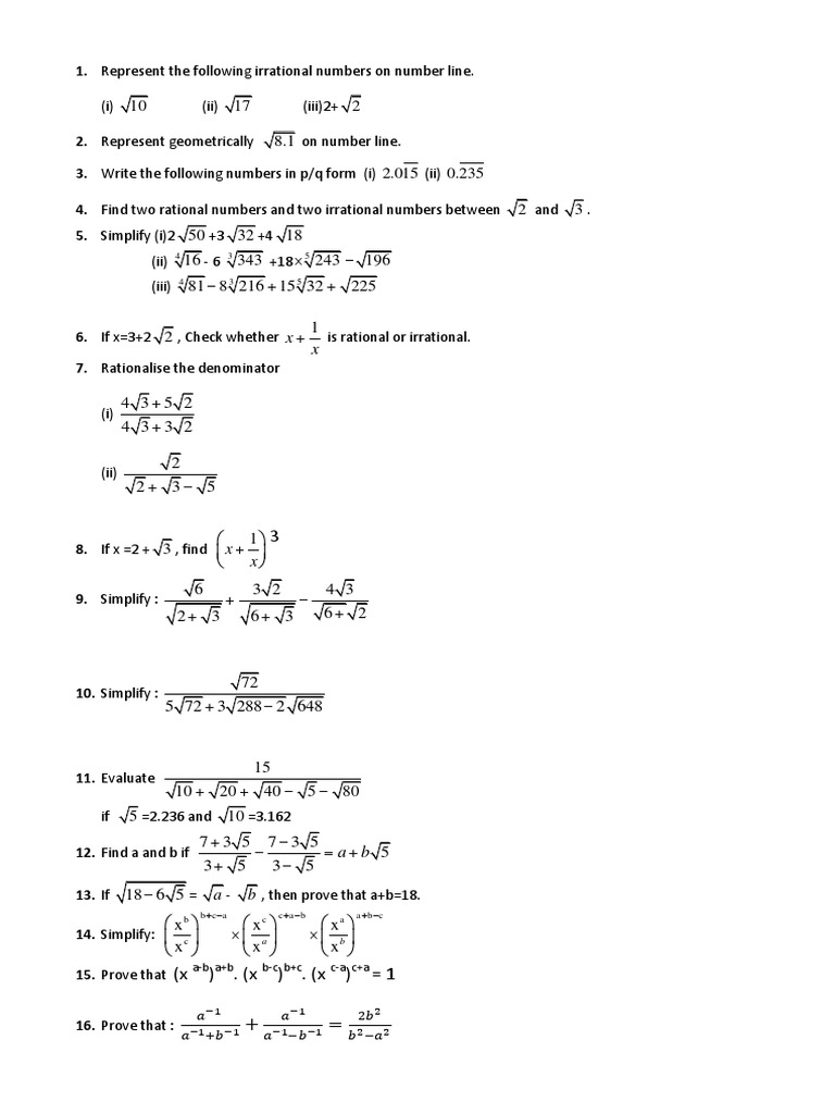 Class 9 Maths Number System Assignment | PDF | Numbers | Rational Number