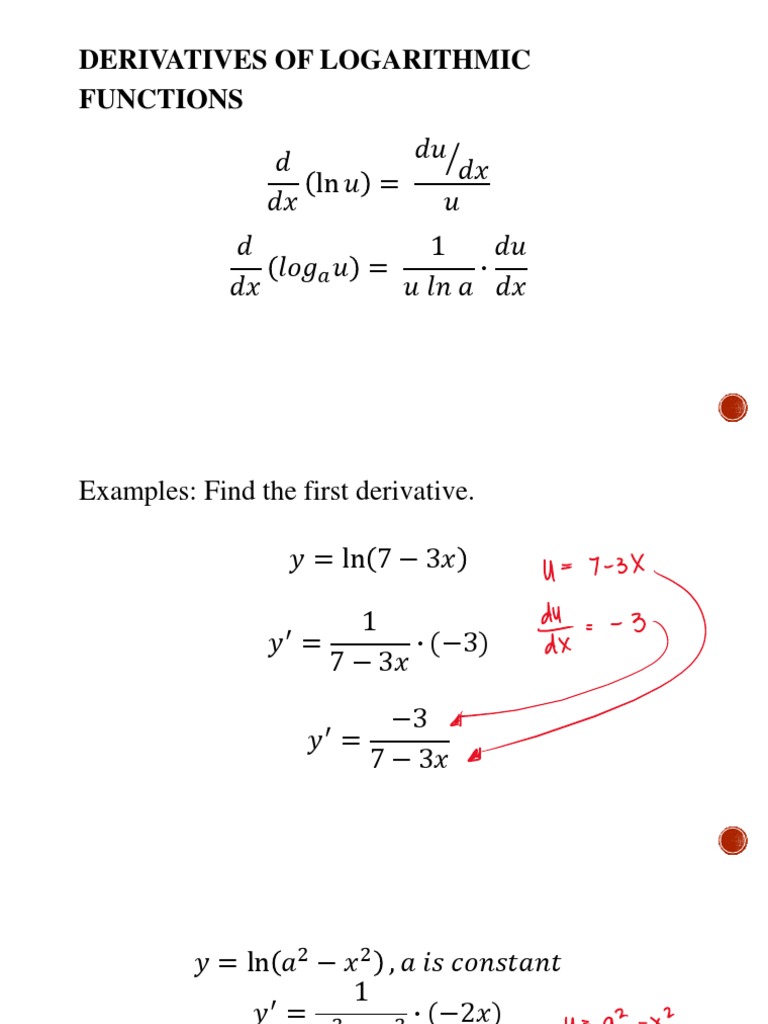 Derivatives of Logarithmic Functions 1 | PDF