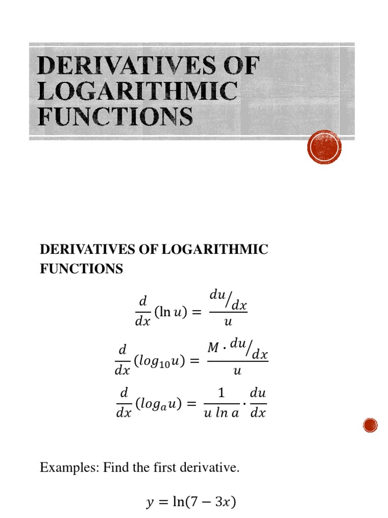Logarithmic Function Derivatives Guide | PDF | Lie Groups ...