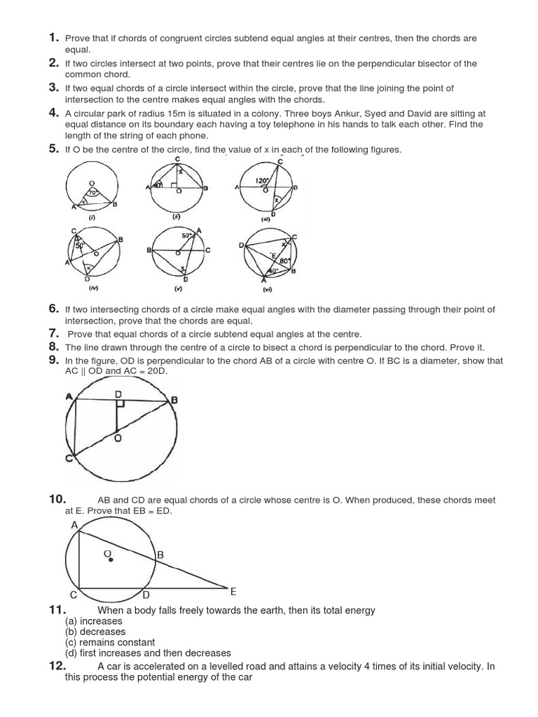 Class 9 Circle + MCQ Work Energy Power | PDF