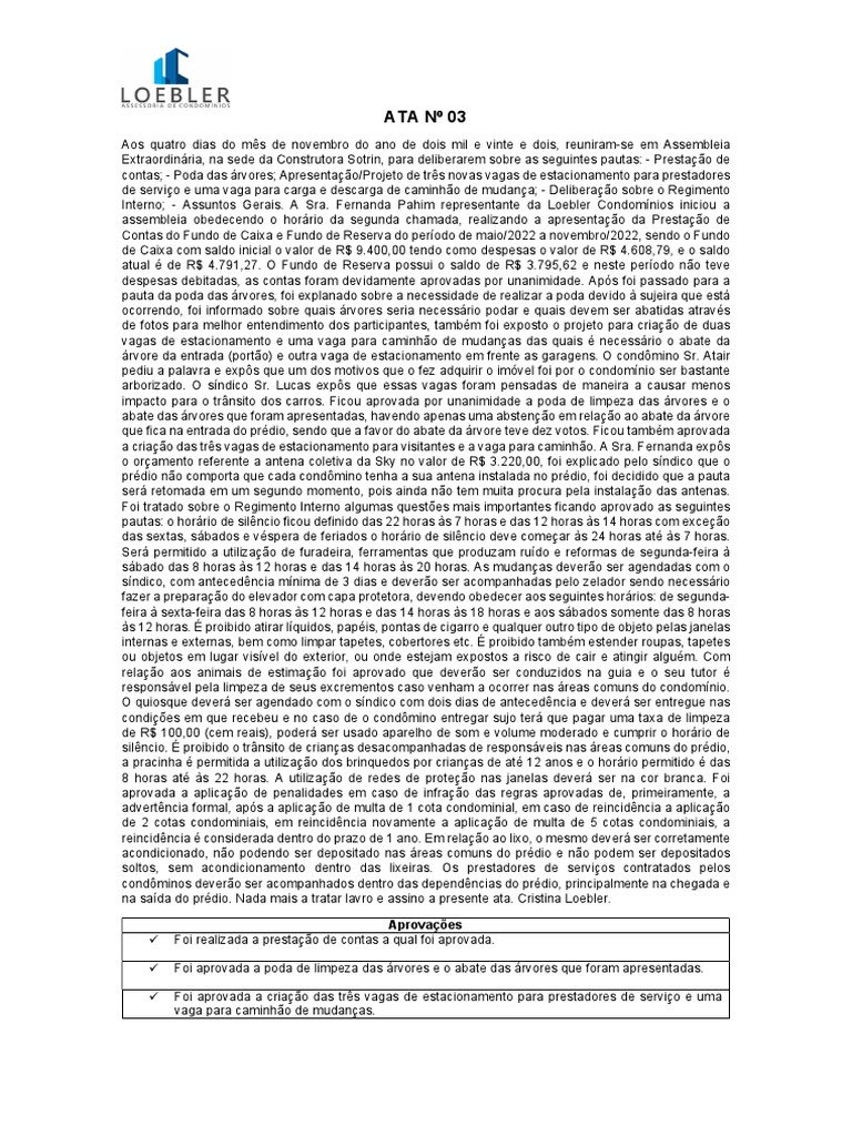 Espelho ATA #03 | PDF | Condomínio