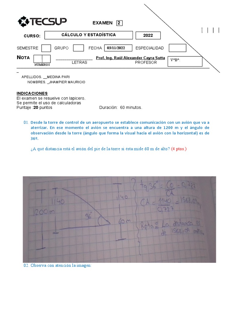 Examen de Cálculo y Estadística 2022 | PDF | Tecnología