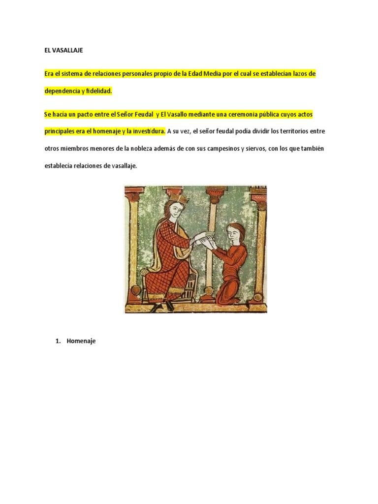 EL VASALLAJE, Feudo y Avances WPS Office | PDF | Feudalismo | Oligarquía