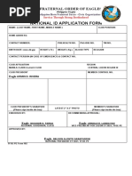 National I.D. Application Form: Eagles | PDF