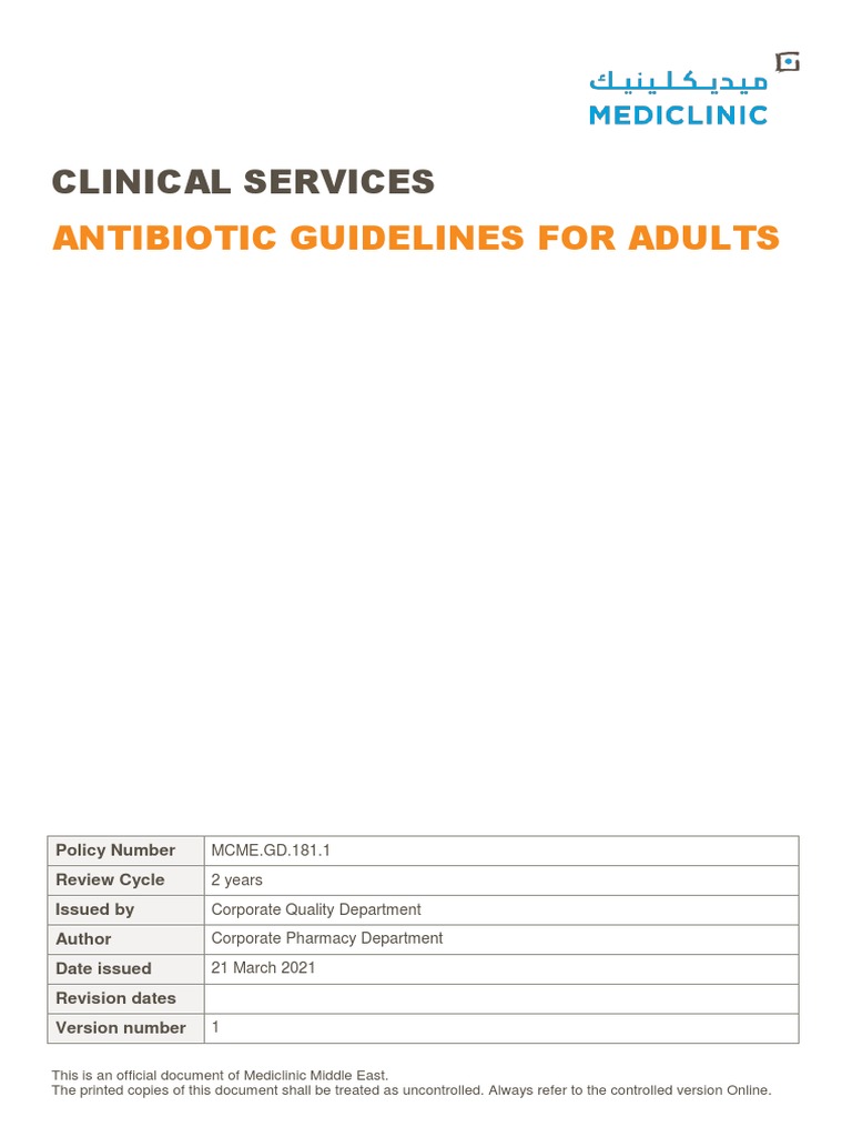 Antibiotic Guidelines For Adults | PDF | Urinary Tract Infection ...