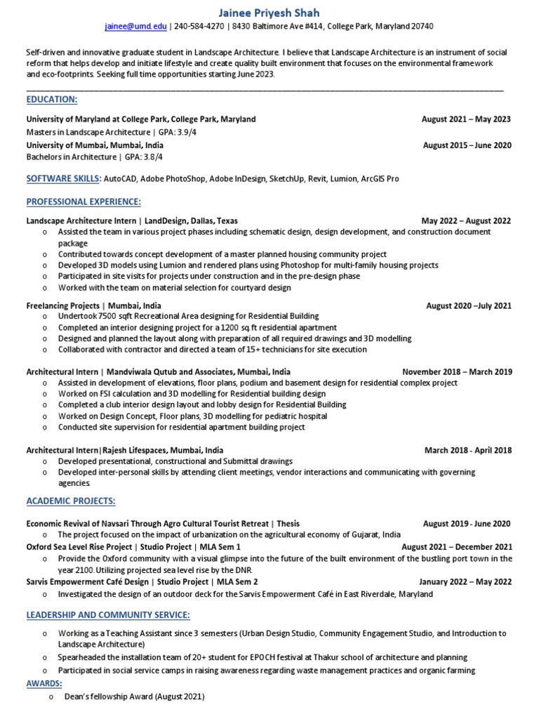 Resume Jainee Shah | PDF