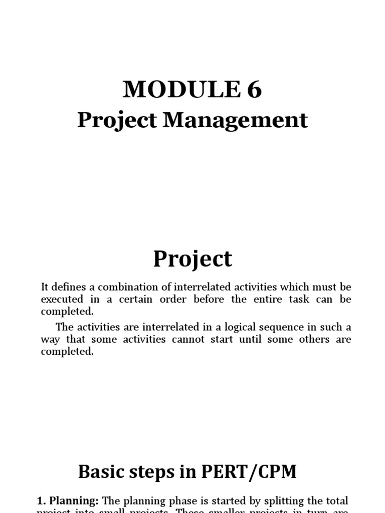 MODULE 6 Project Management | PDF | Project Management | Systems Science