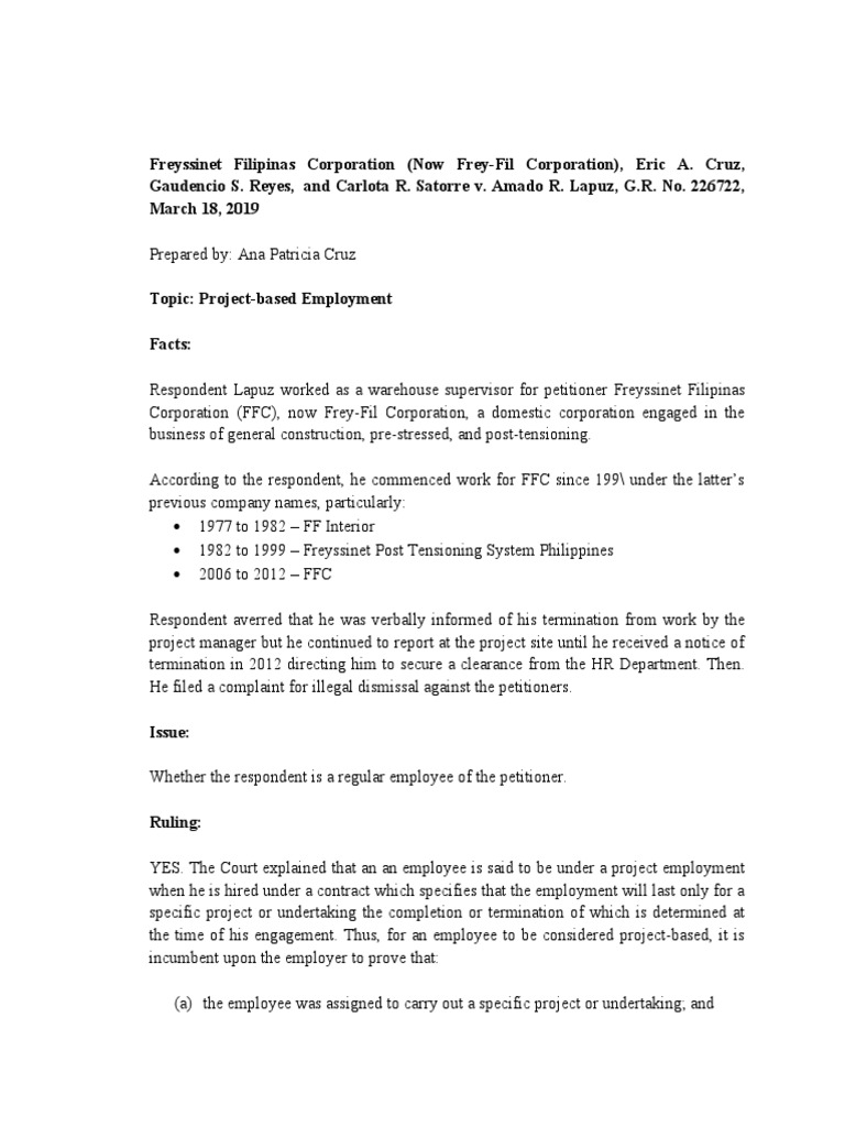 Frey-Fil Corporation Employment Ruling | PDF | Employment ...