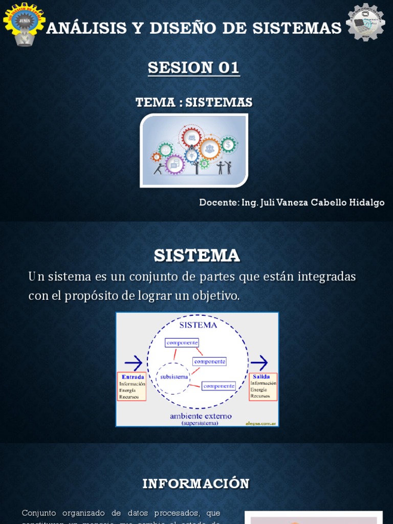 Diapositivas Sesion 01 Analisis y Diseno de Sistemas | PDF | Información | Sistema de informacion