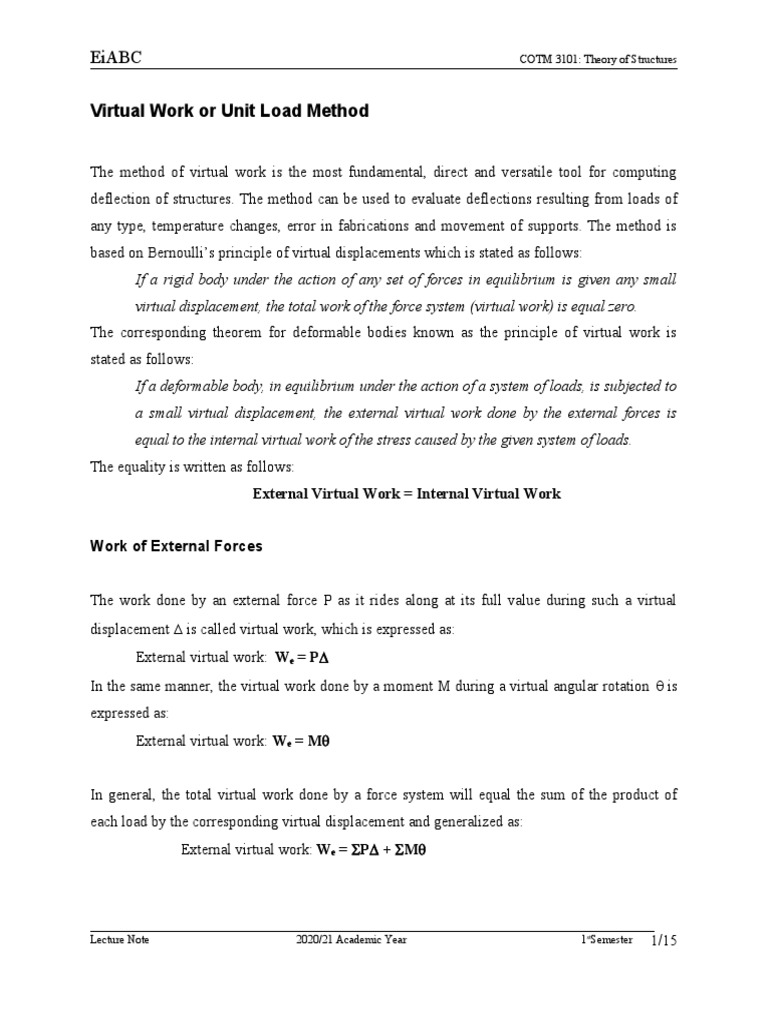 Virtual Work | PDF | Bending | Force