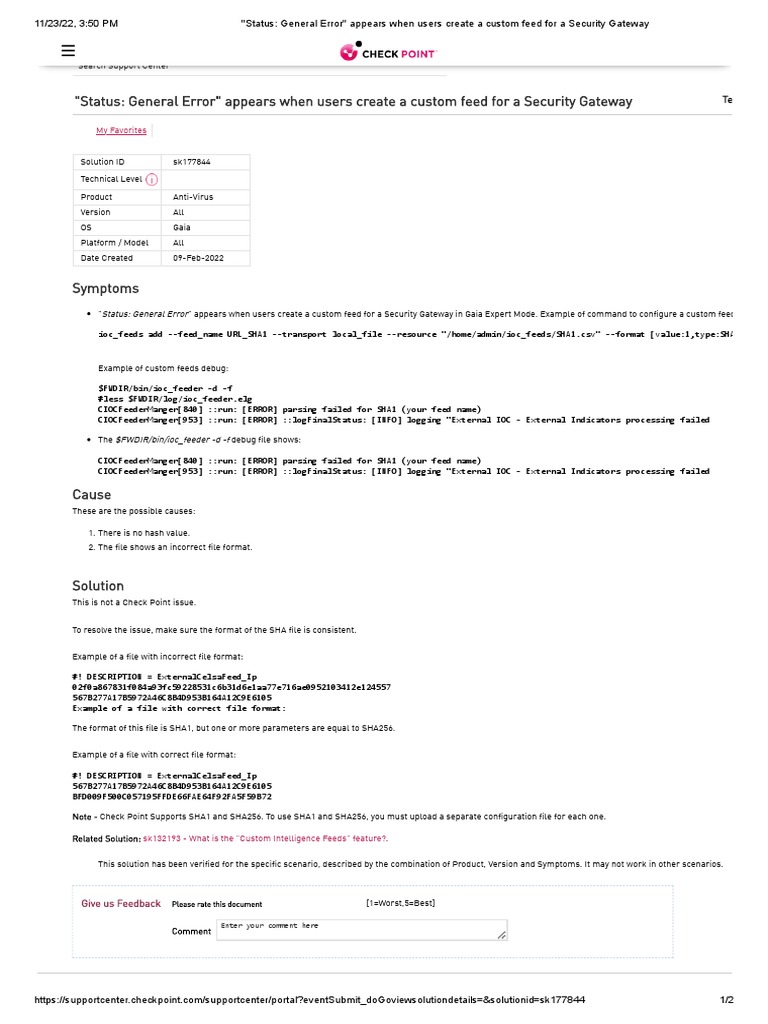 Status - General Error - Appears When Users Create A Custom Feed For A ...