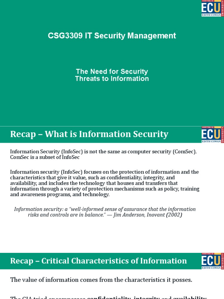 Lecture 02 - The Need For Security-2 | PDF | Threat (Computer) | Information Security