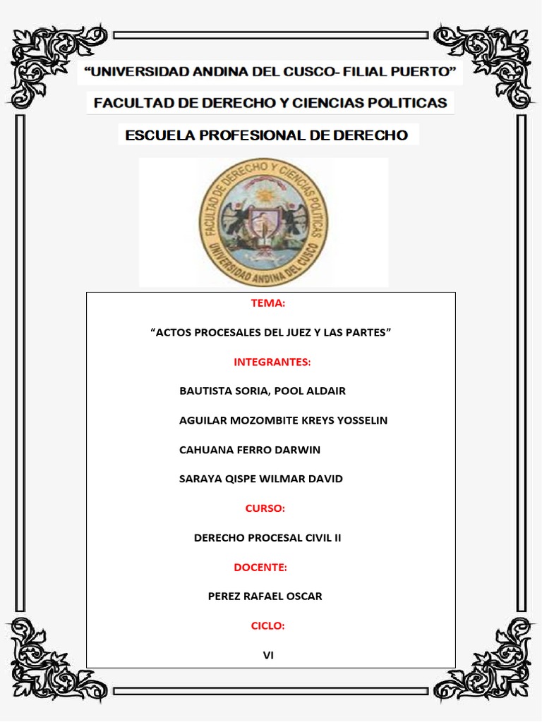 Actos Procesales Del Juez y Las Partes | PDF | Ley procesal | Sentencia ...