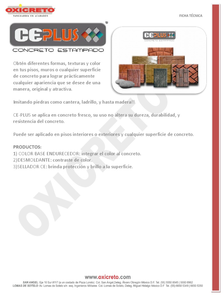 Ficha Tecnica Ce Plus® | PDF | Hormigón | Color