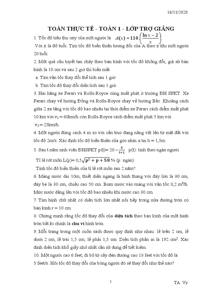 TOÁN THỰC TẾ-Toán 1 | PDF