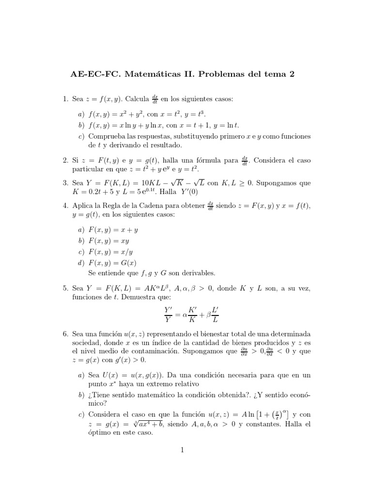 problemasTema2-Mates II-UJI | PDF | Derivado | Análisis