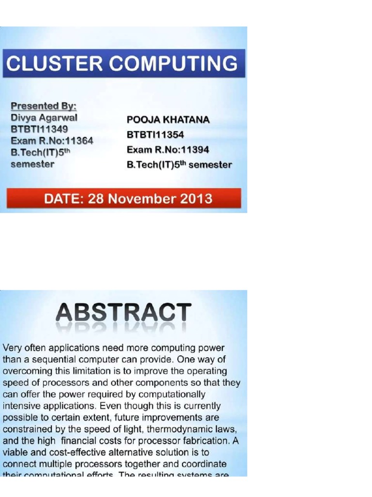 Cluster Computing | PDF