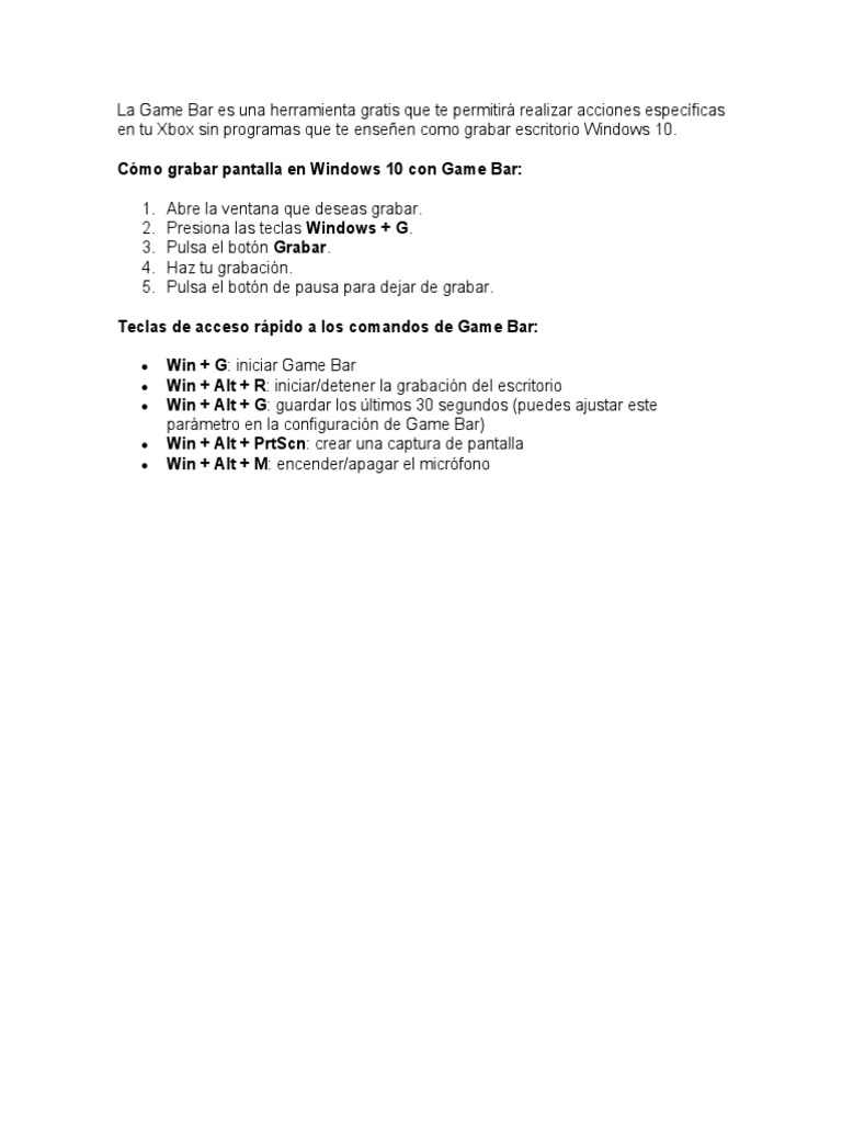 Tecla Windows + G | PDF