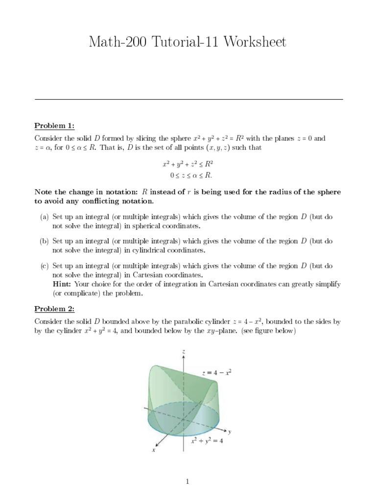 Multivariable Calculus Tutorial | PDF | Sphere | Volume Multivariable Calculus Tutorial | PDF | Sphere | Volume