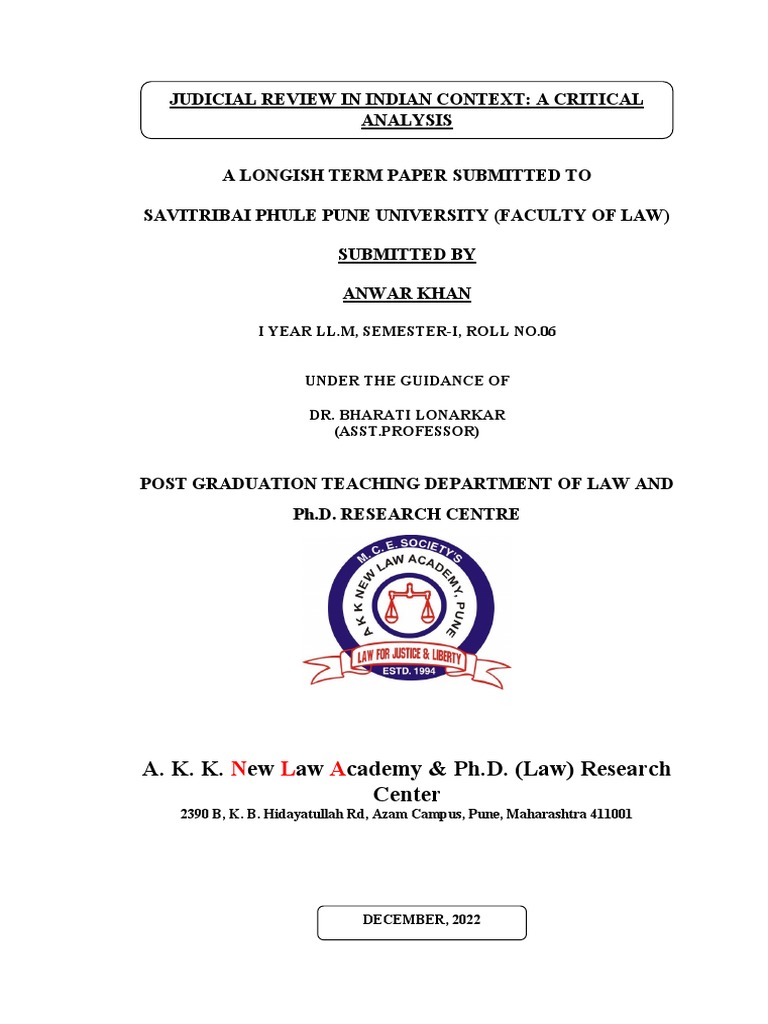 Judicial Review in India: Critical Analysis | PDF | Judicial Review ...