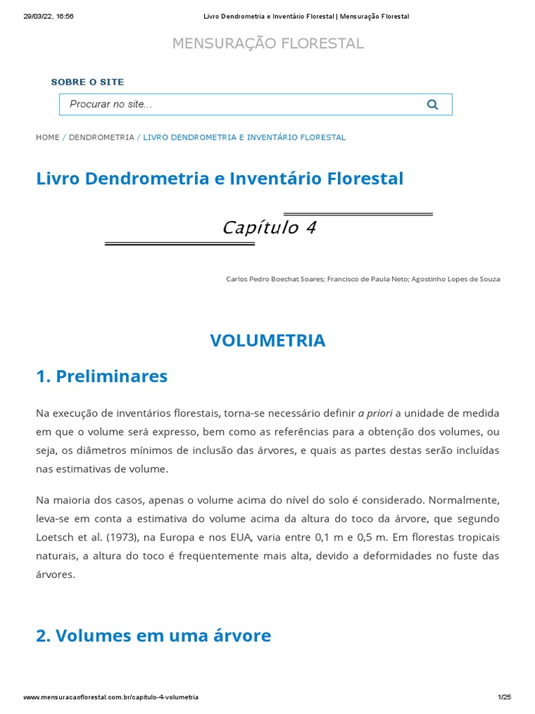Livro Dendrometria e Inventrio Florestal Mensurao Florestal 4 | PDF ...