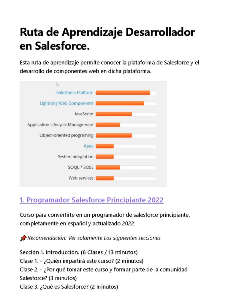 Ruta De Aprendizaje Desarrollador En Salesforce Pdf Programación Orientada A Objetos Red 