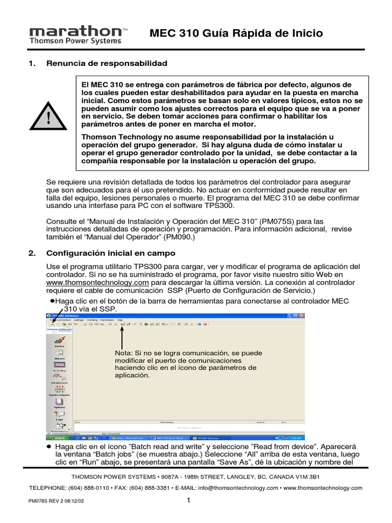 MEC 310 Quick Setup Spanish | PDF | Programa de computadora | Programación