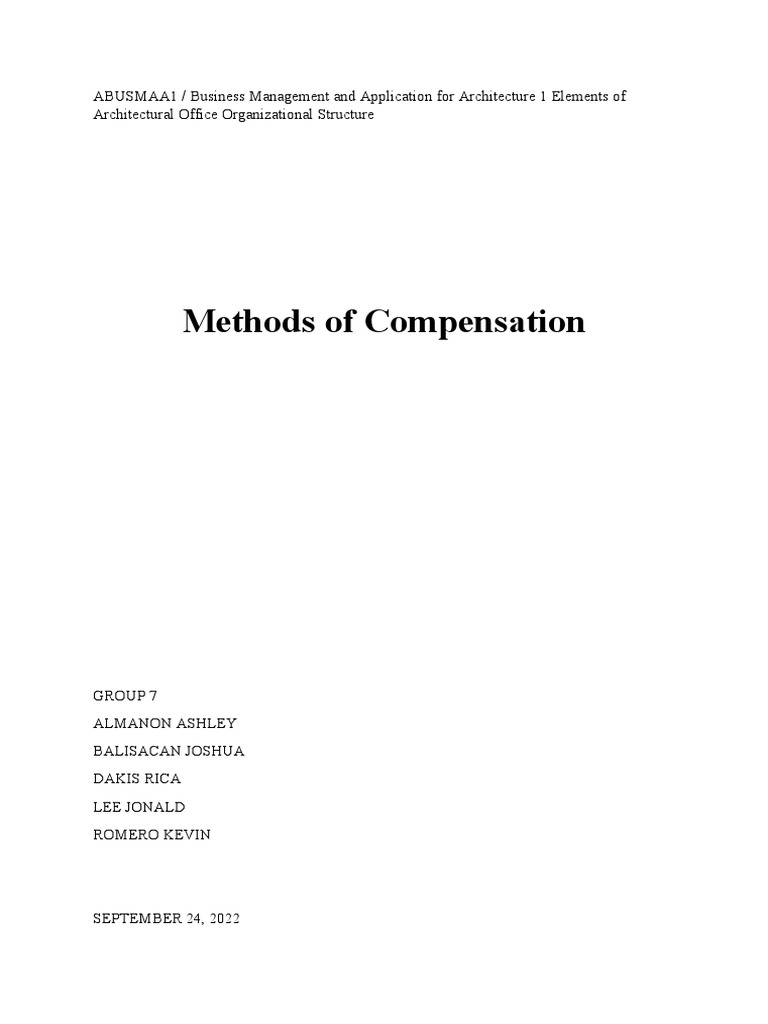 Method of Compensation | Download Free PDF | Cost Of Living | Salary
