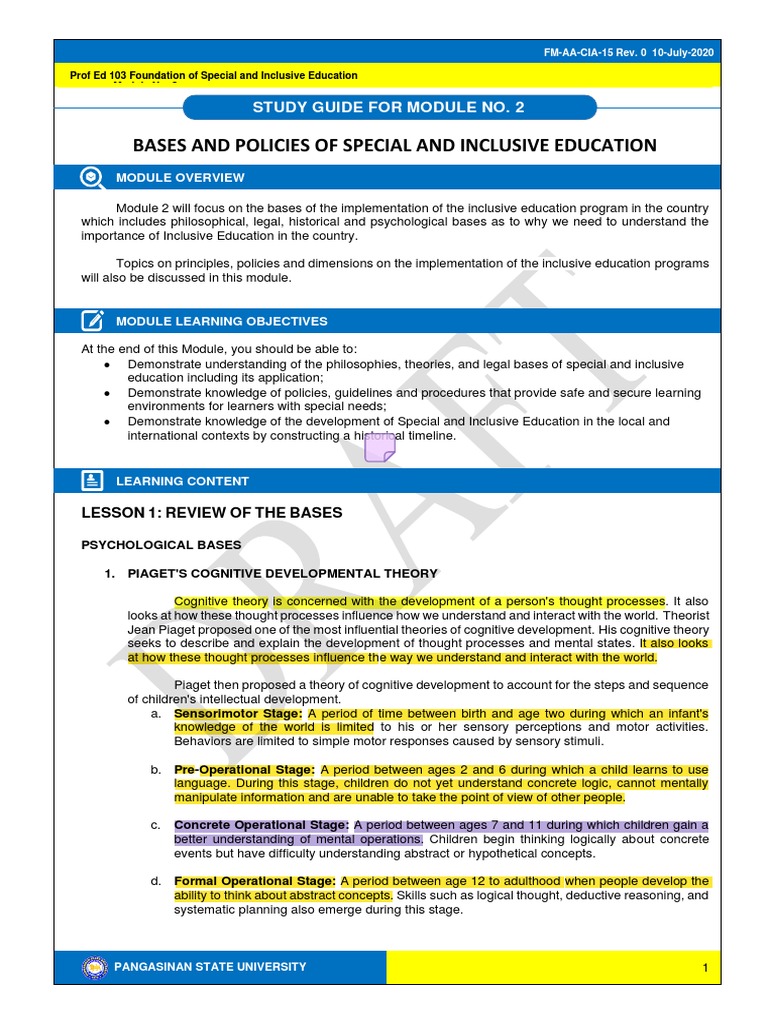 Profed 103 - SG2 | PDF | Inclusion (Education) | Learning