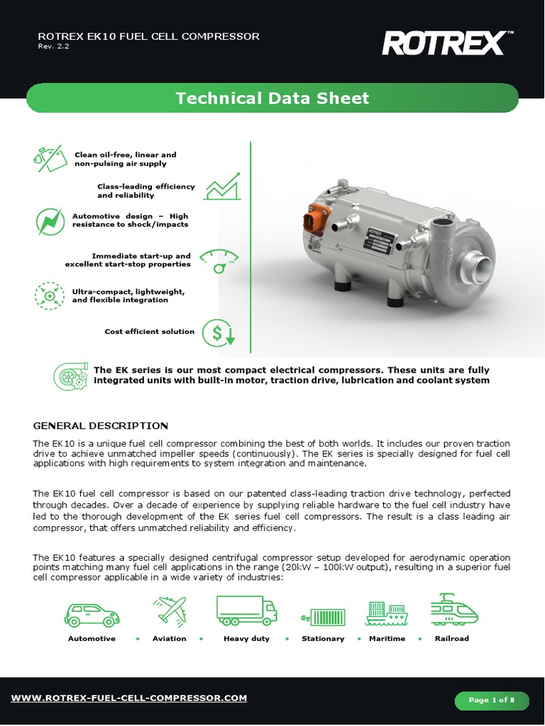 Rotrex Technical Datasheet EK10 Rev2.2 | PDF | Electric Motor | Power ...