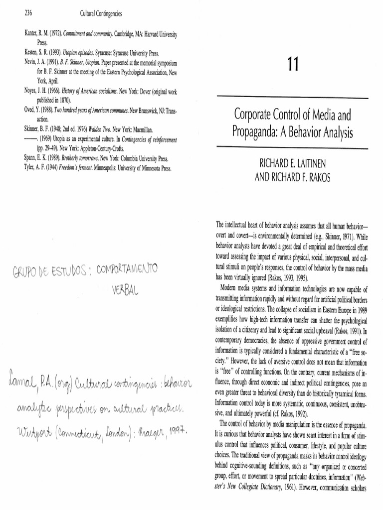 Corporate Control of Media - Propaganda - A Behavior Analysis | PDF ...