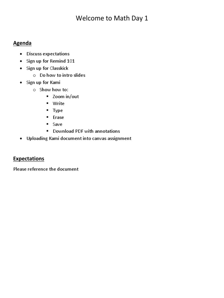 Welcome To Math Day 1 | PDF