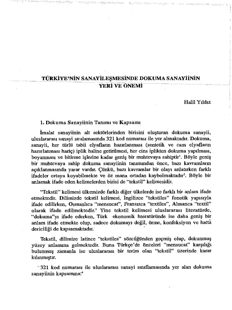 T - Rkiye'nin Sanayile - Mesinde Dokuma Sanayiinin Yeri Ve - Nemi (#9253) - 8480 | PDF