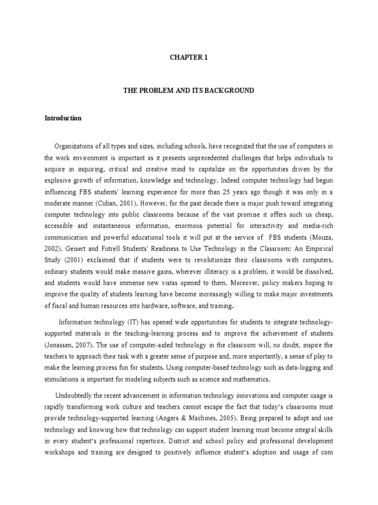 Chapter 1 The Problem and Its Setting Chapter 2 Review of Related Literature and Studies | PDF ...